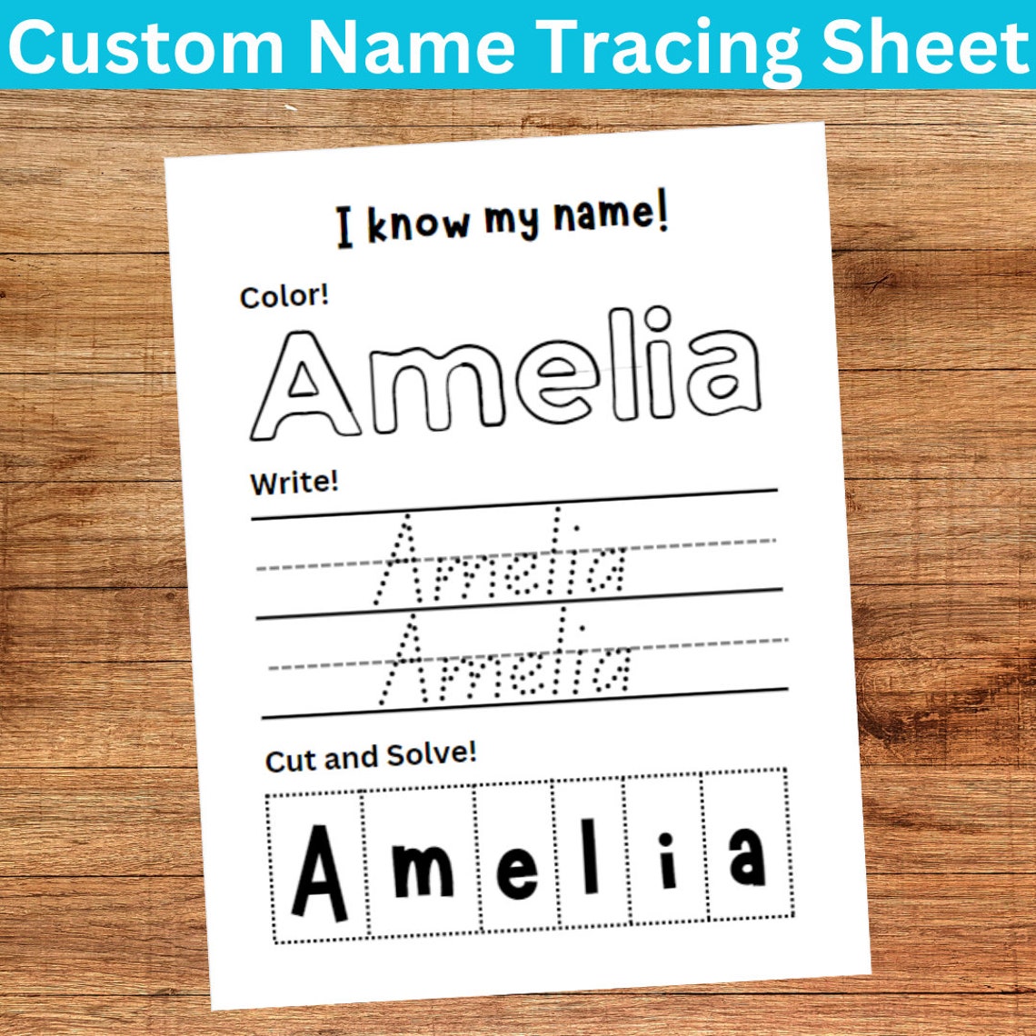 Custom Name Tracing Worksheet - Etsy