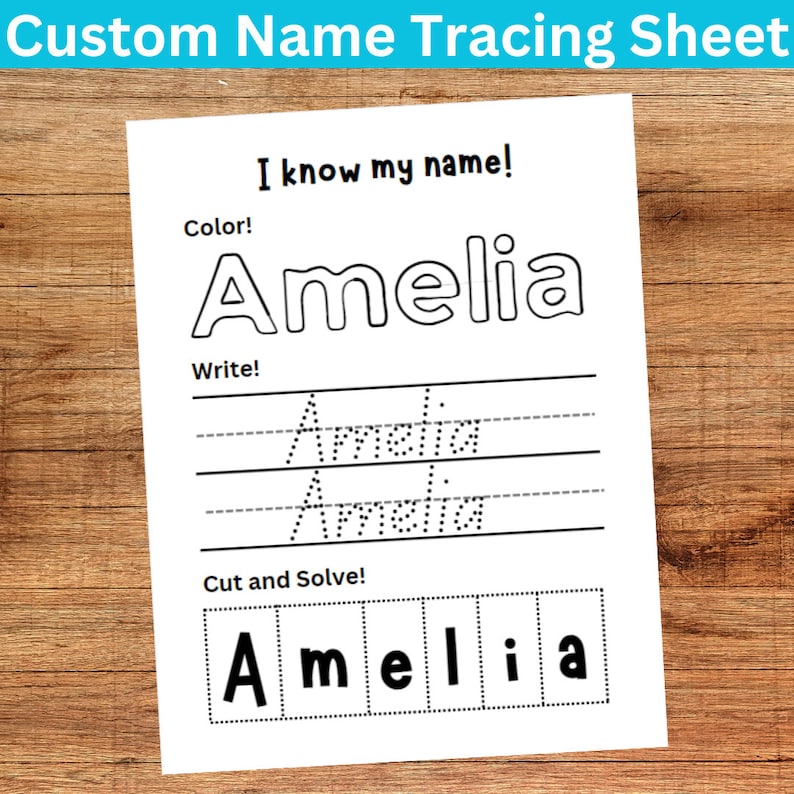 Custom Name Tracing Worksheet - Etsy