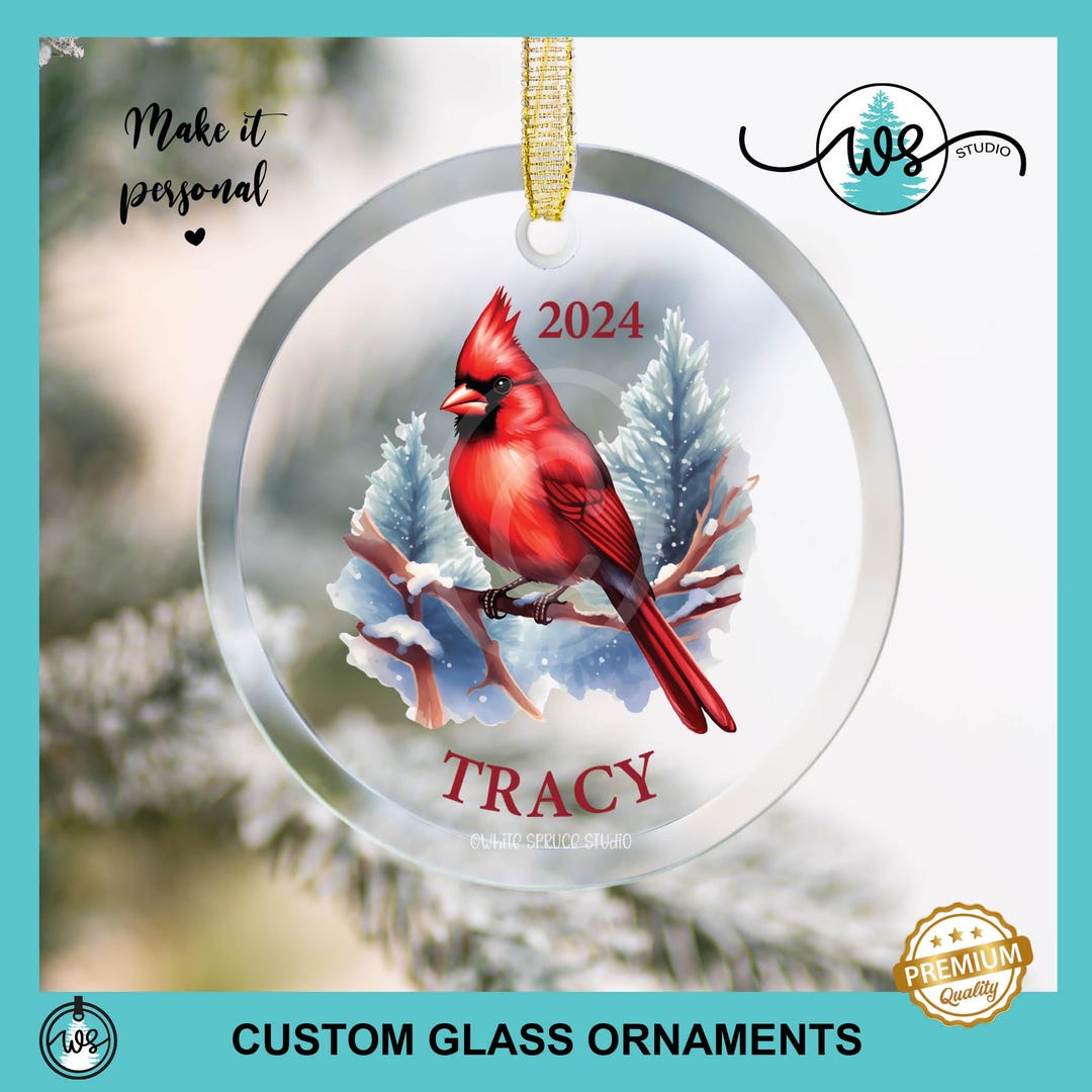 Custom Winter Cardinal Ornament, Custom Cardinal Ornament, Christmas ...