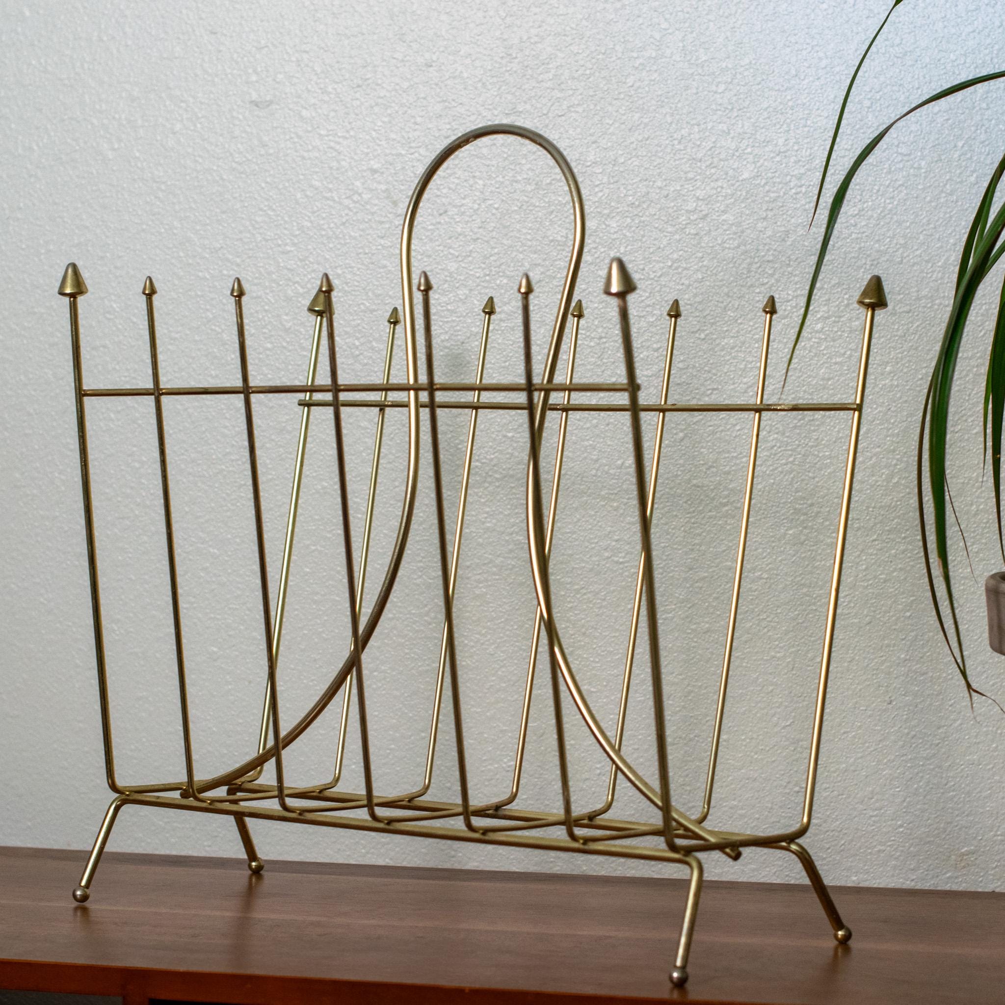 Mid Century Brass Record Holder, Magazine Rack. - Etsy