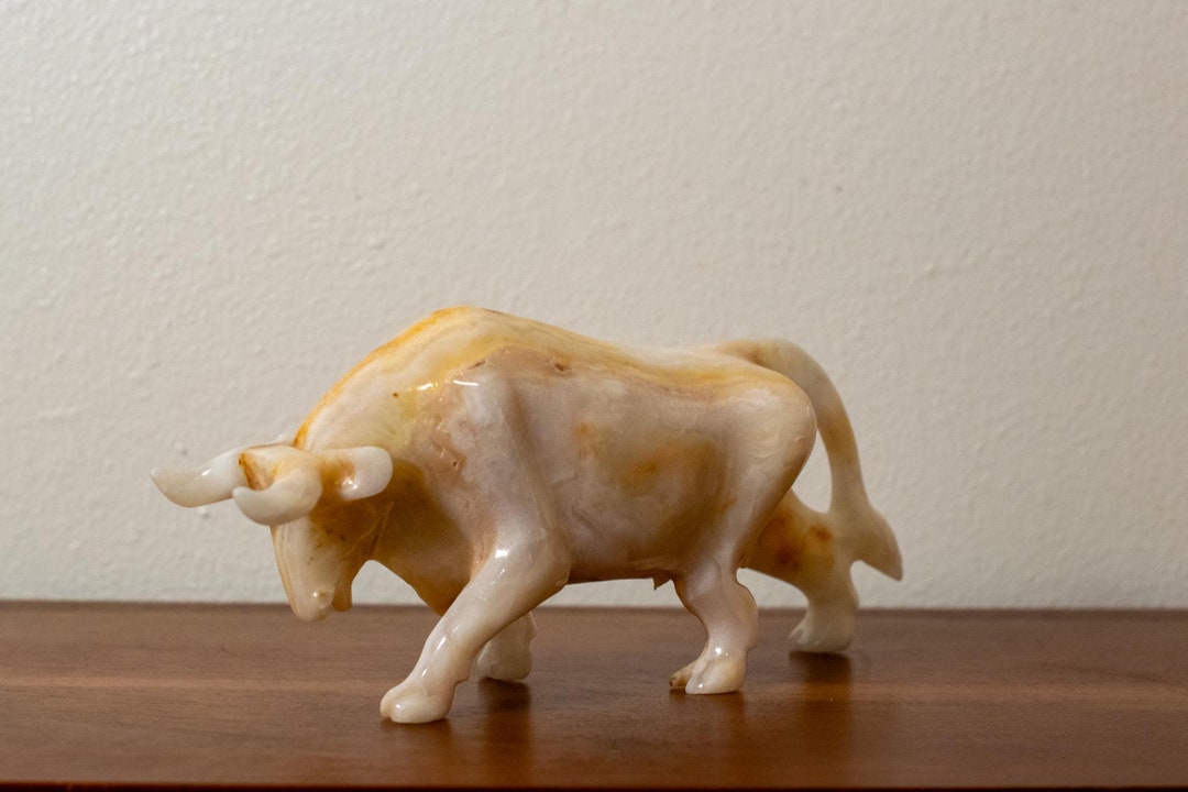 Taurus Sculpture Onyx Bull Mid Century Figurine Zodiac - Etsy