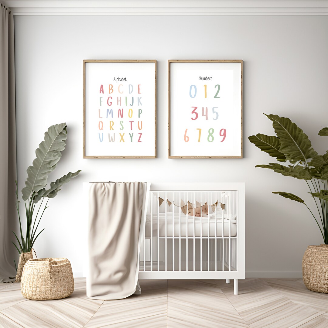 Rainbow Alphabet and Numbers Posters ABC 123 Printable Set of 2 Prints ...