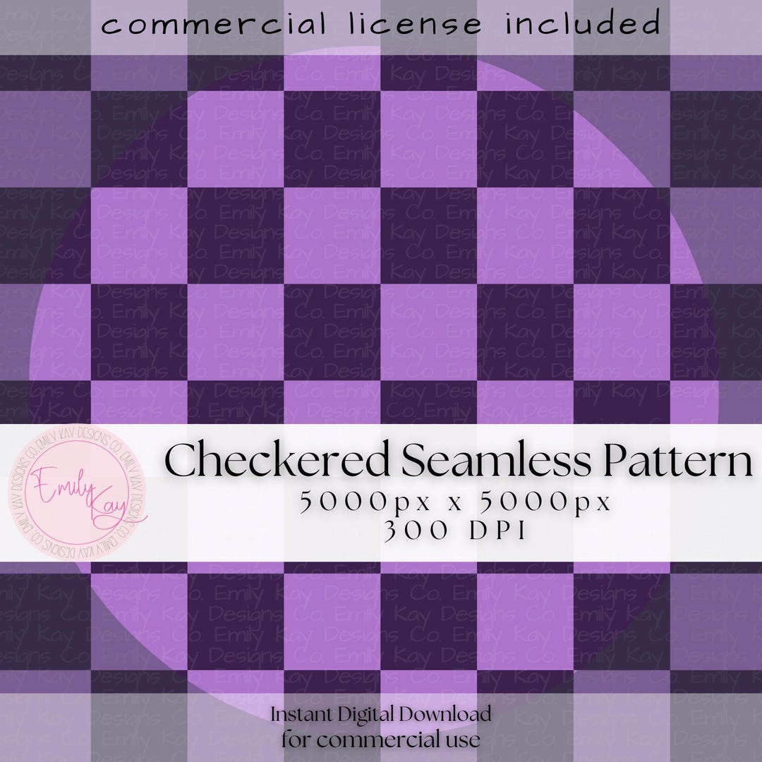 Purple Checker Seamless Pattern, Checkerboard Light Dark Purple ...