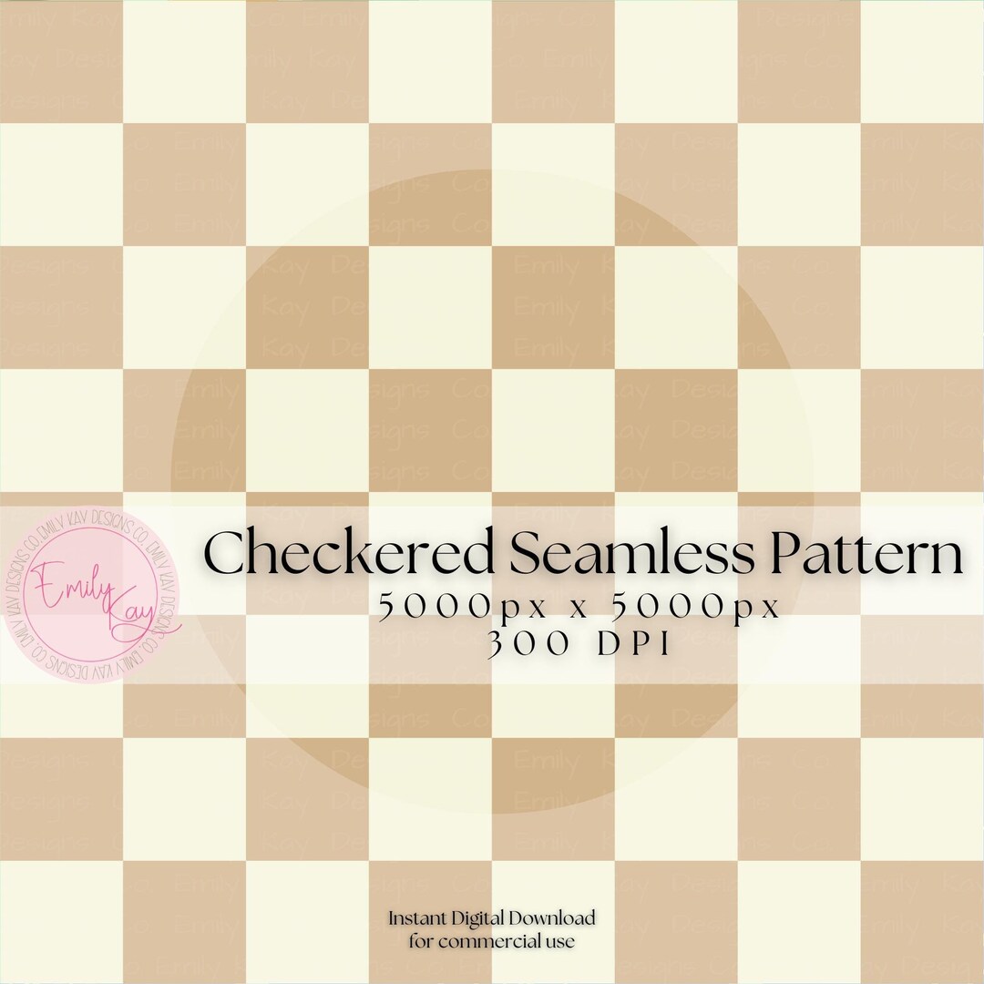Tan Checkered Seamless Pattern, Tan White Checkered, Boho Checkerboard ...
