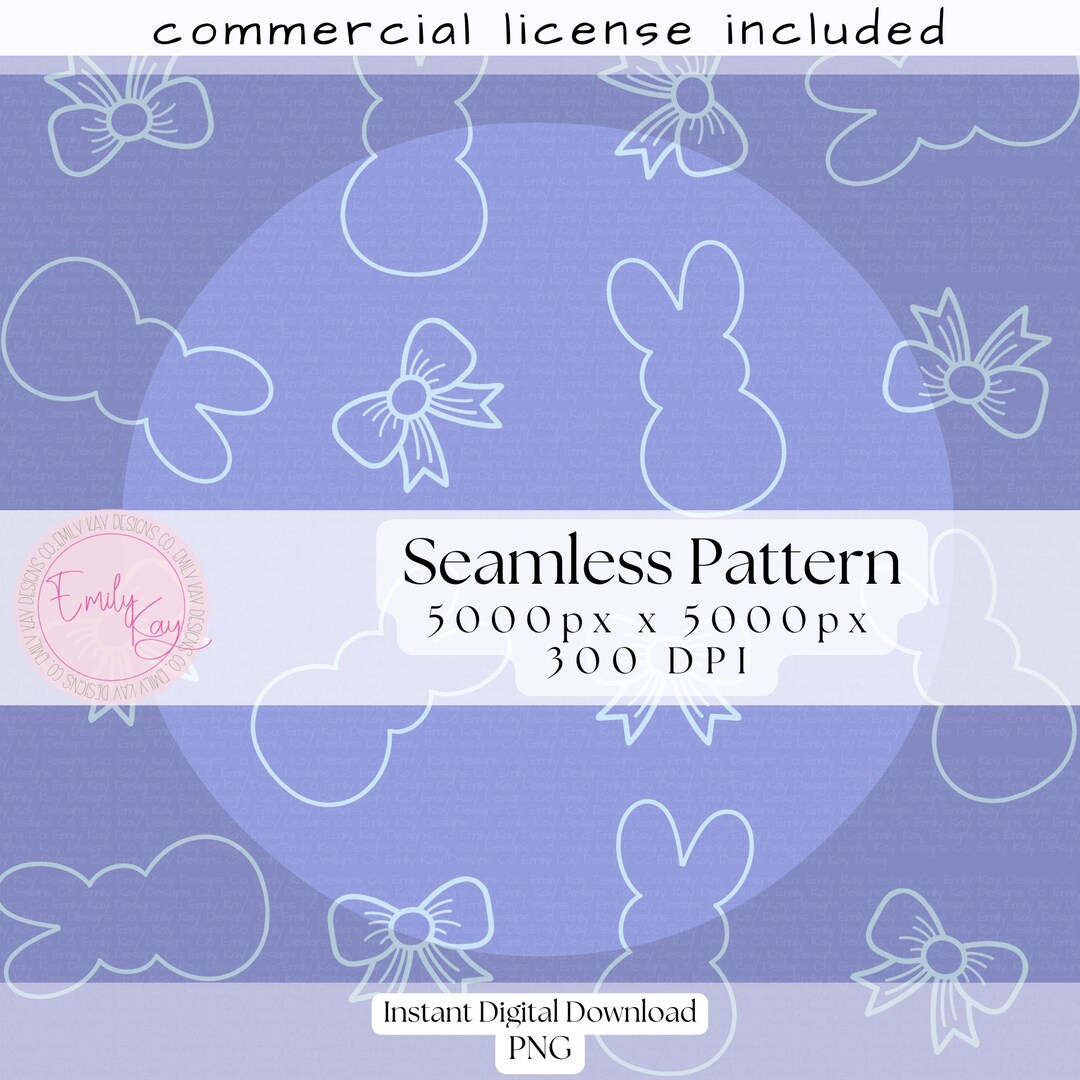 Easter Bunny Repeating Pattern, Purple Coquette Bows Instant Download ...