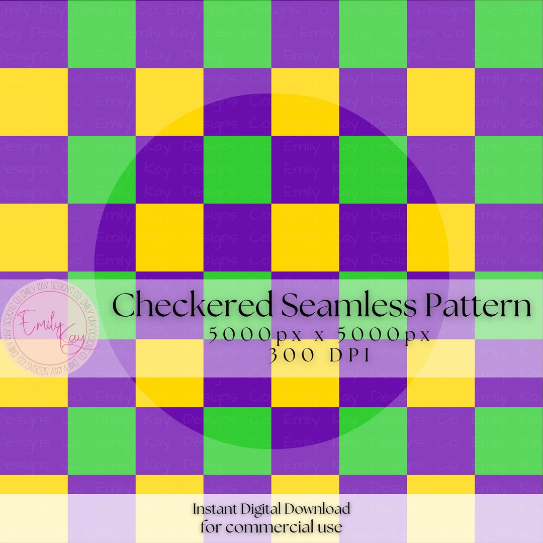 Mardi Gras Checkered Seamless Pattern, Mardi Gras Seamless File, Purple ...