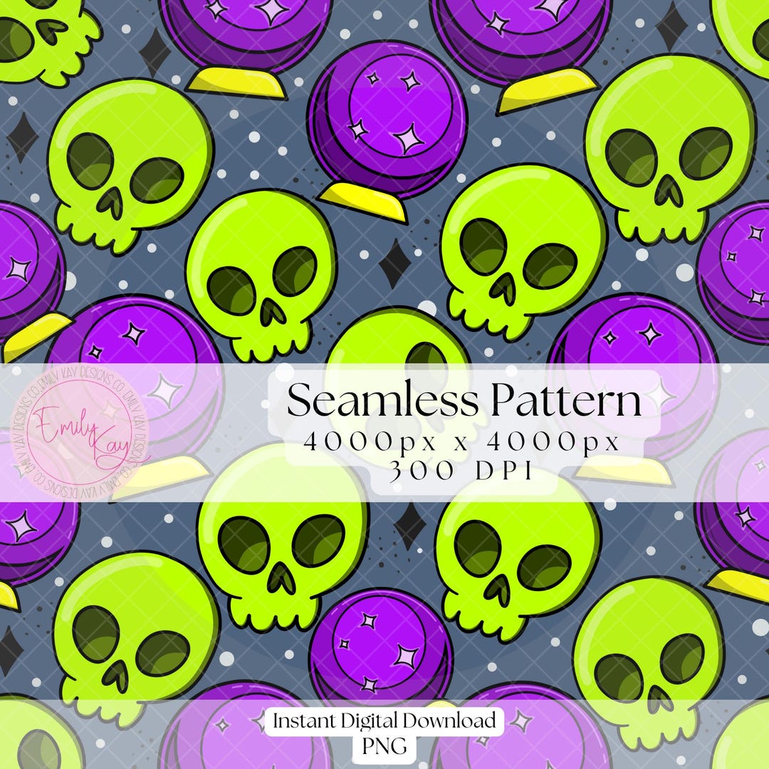 Skull Crystal Ball Repeating Pattern, Seamless Pattern Halloween ...