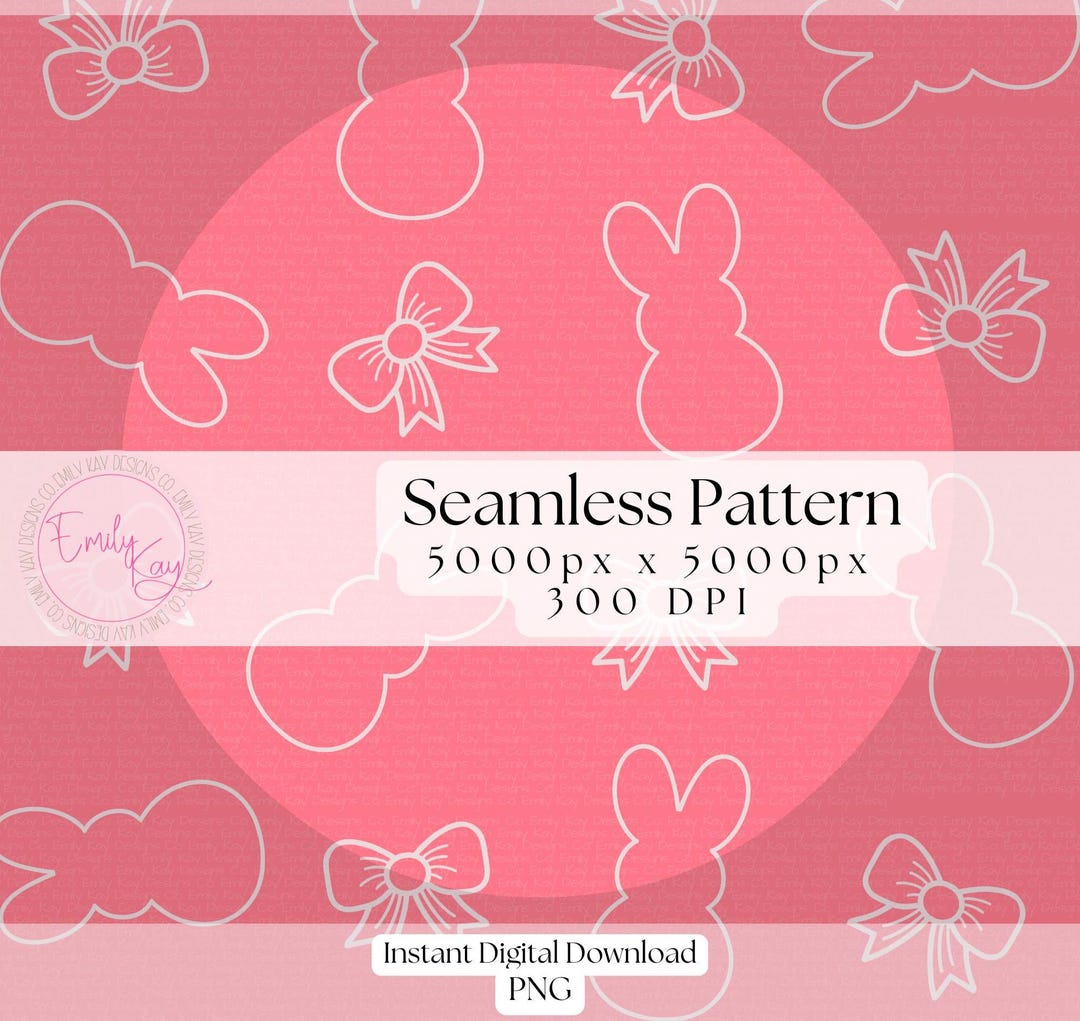 Easter Bunny Repeating Pattern, Bubblegum Pink Coquette Bows Instant ...