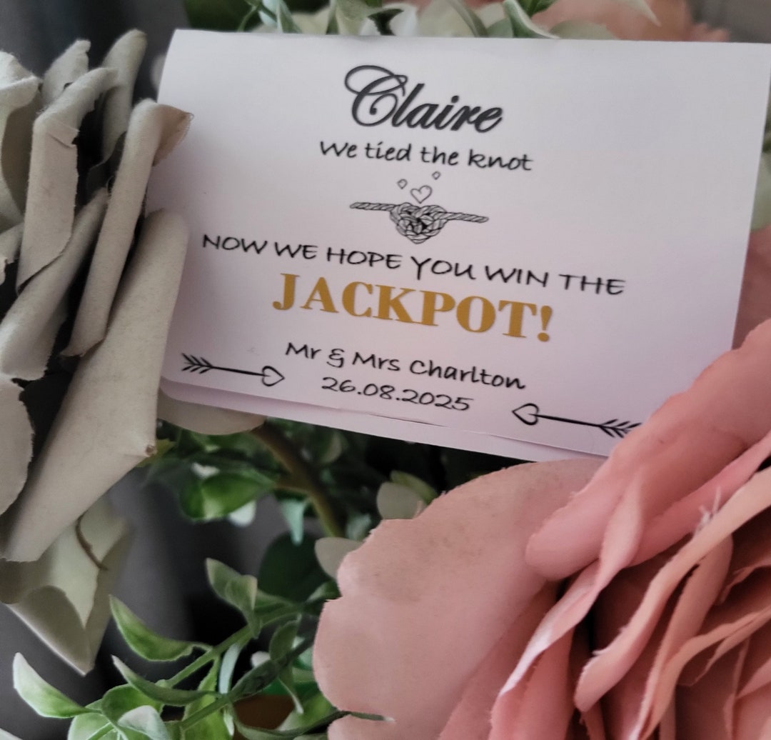 2 in 1 Personlised Wedding Scratch Card Envelopes, Favours and Place ...