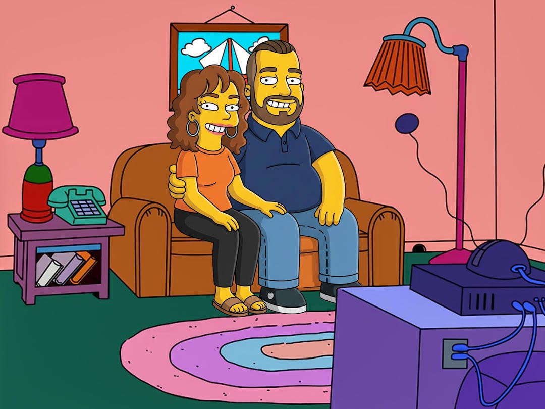 Custom Simpsons Portrait: Cartoon Couple on Couch (digital File A4 JPG ...