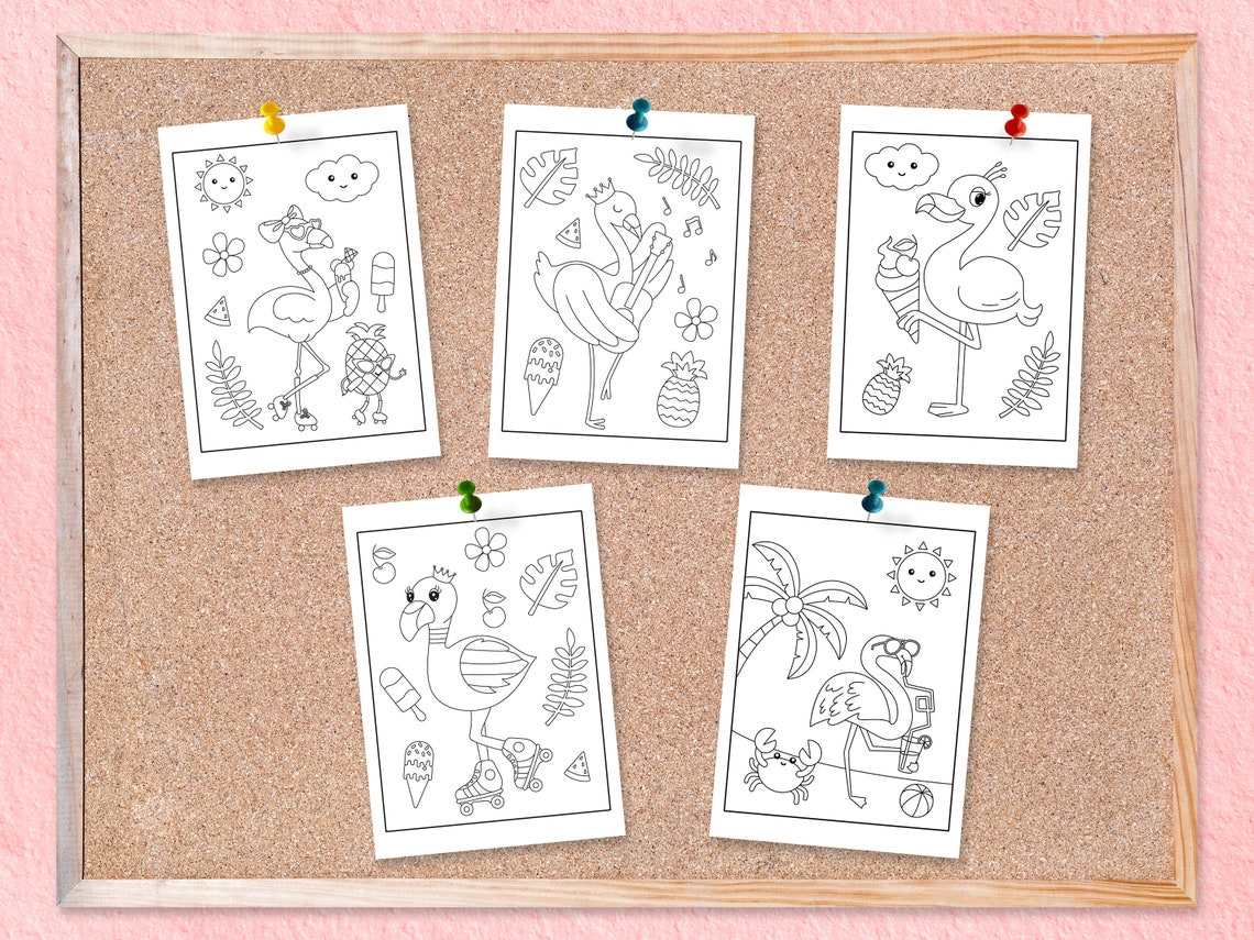 Flamingo Summer Coloring Pages for Kids 10 Fun Pages, Printable PDF ...