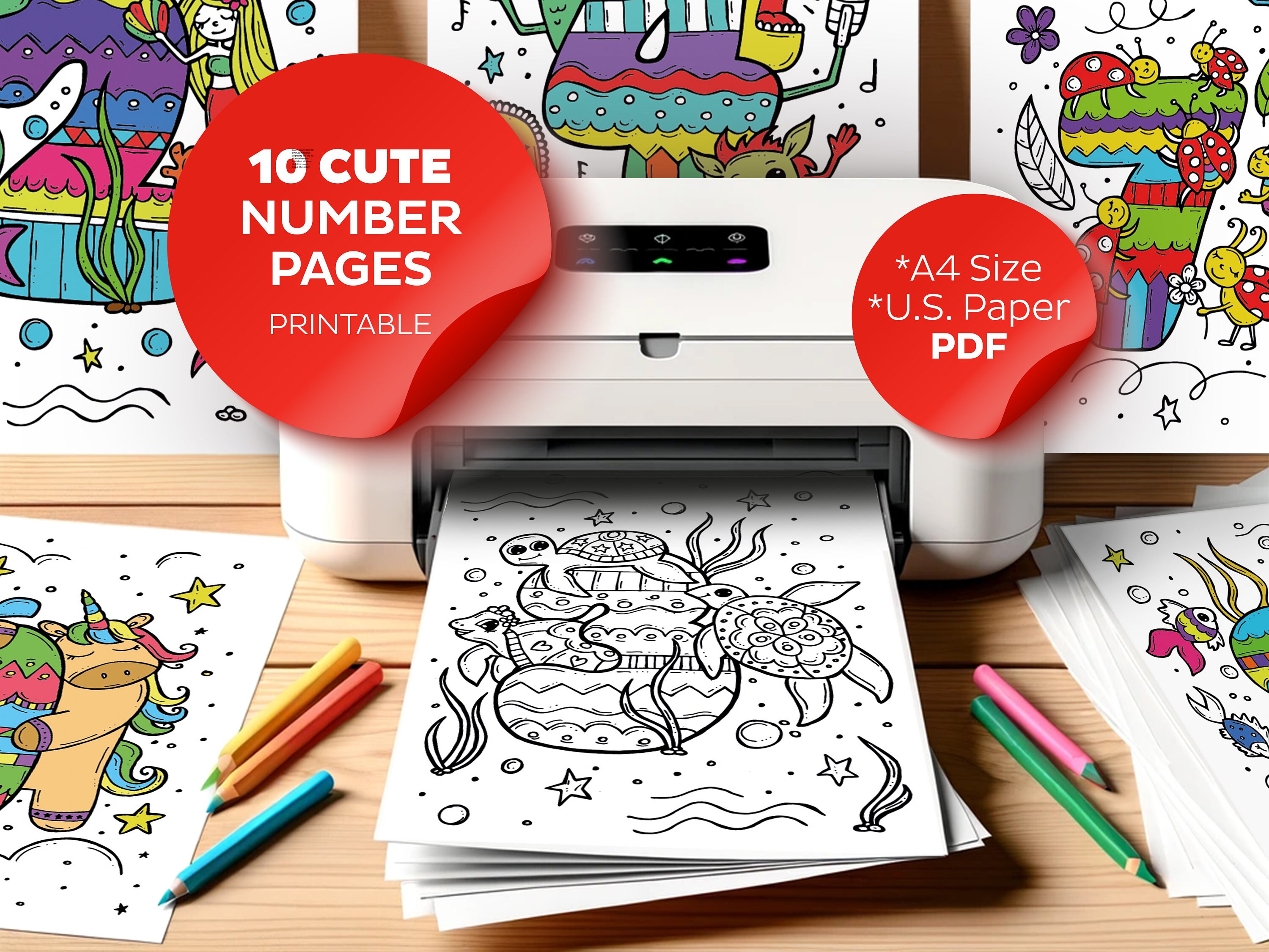 Numbers Coloring Pages for Kids, Learn Counting With Fun Illustrations ...