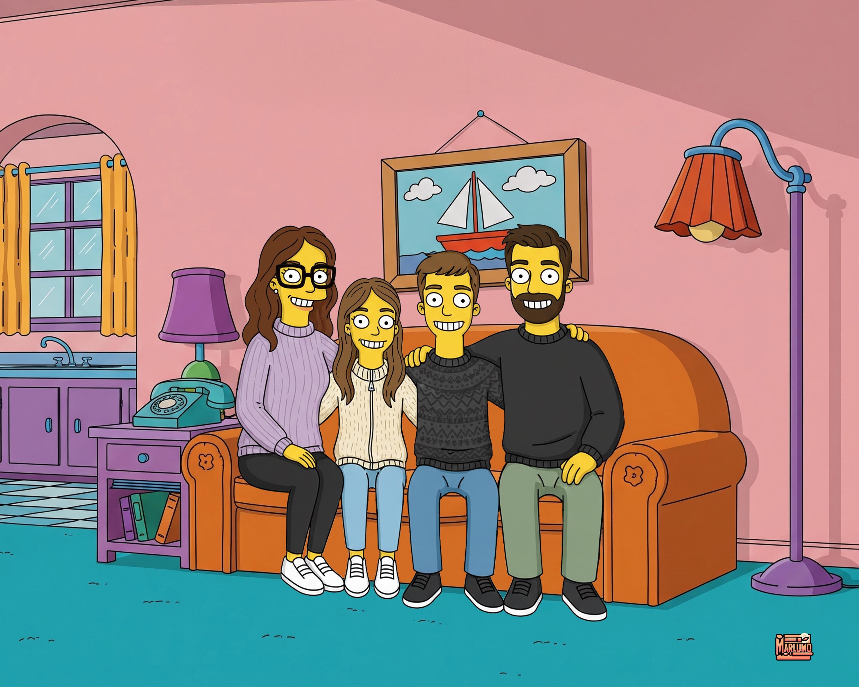Custom Simpsons Family Portrait: Personalized Cartoon Gift (digital ...