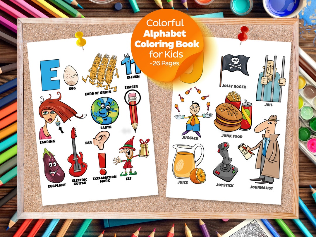 Printable ABC Alphabet Coloring Book for Kids 26 Fun Pages, Learn ...