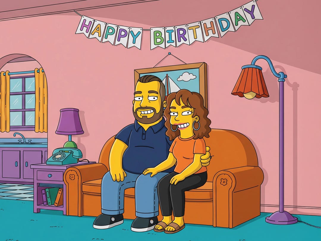 Custom Simpsons Birthday Portrait: 2-person Cartoon Gift + Free Homer ...