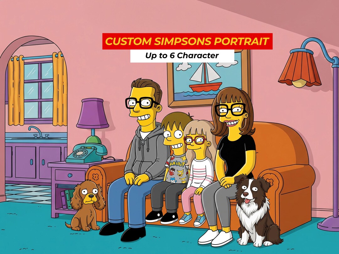 Custom Simpsons Family Portrait – up to 6 Characters – Digital Cartoon ...