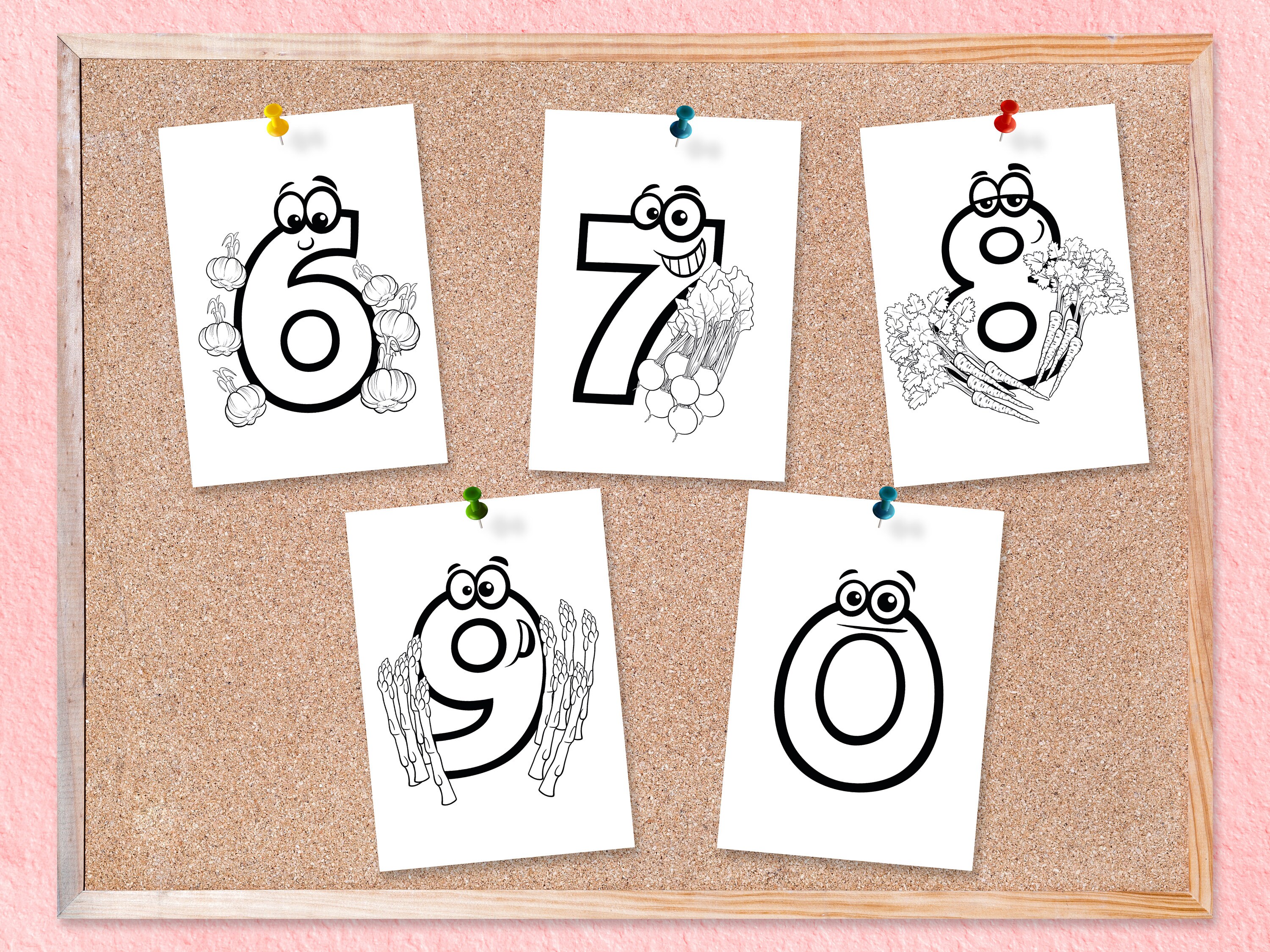 Kids Numbers and Vegetables Coloring Book 10 Pages, Learn to Count With ...