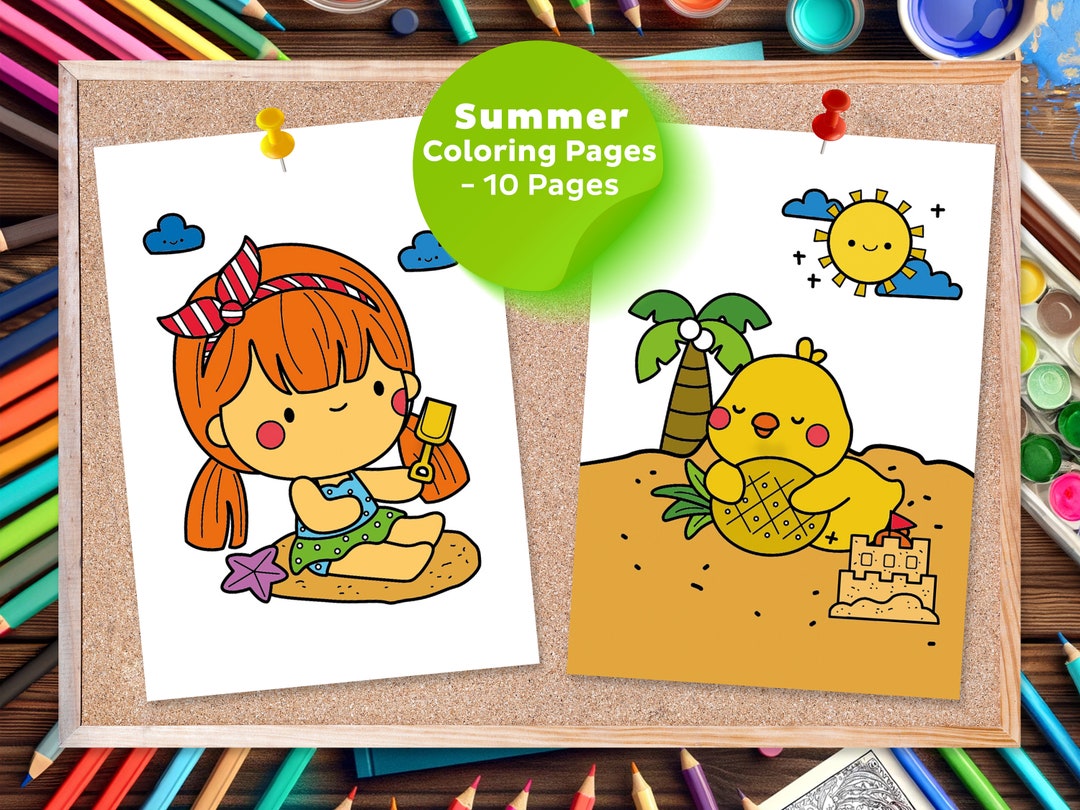Summer Coloring Pages for Kids 10 Fun Pages, Printable PDF, Creative ...