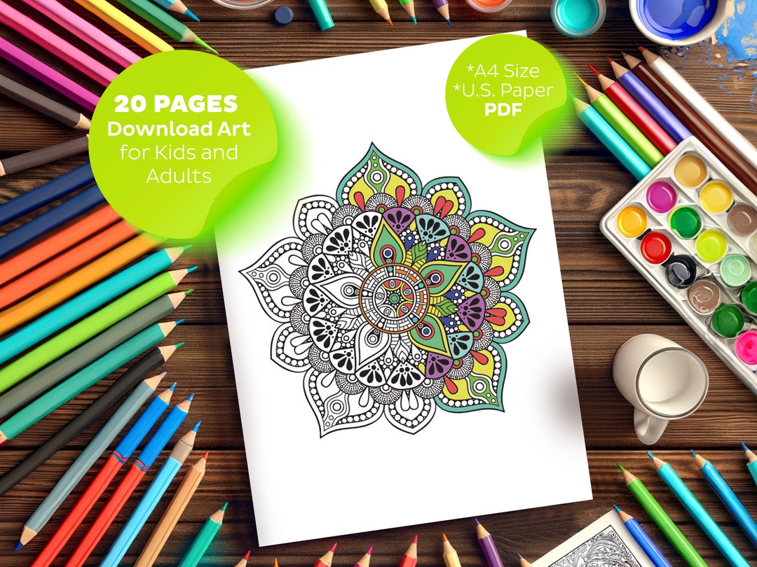 Doodle Art Coloring Pages for Kids and Adults, Mandala Designs ...