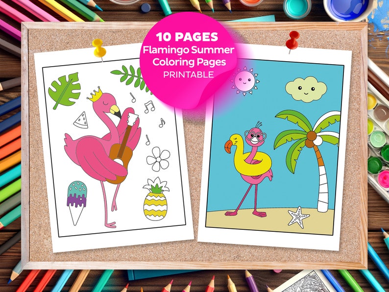 Flamingo Summer Coloring Pages for Kids 10 Fun Pages, Printable PDF ...