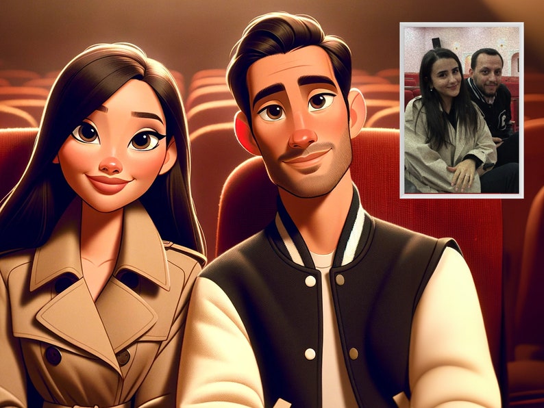 Custom Cartoon Portrait From Photo Hand-drawn Family Art Wedding Couple ...