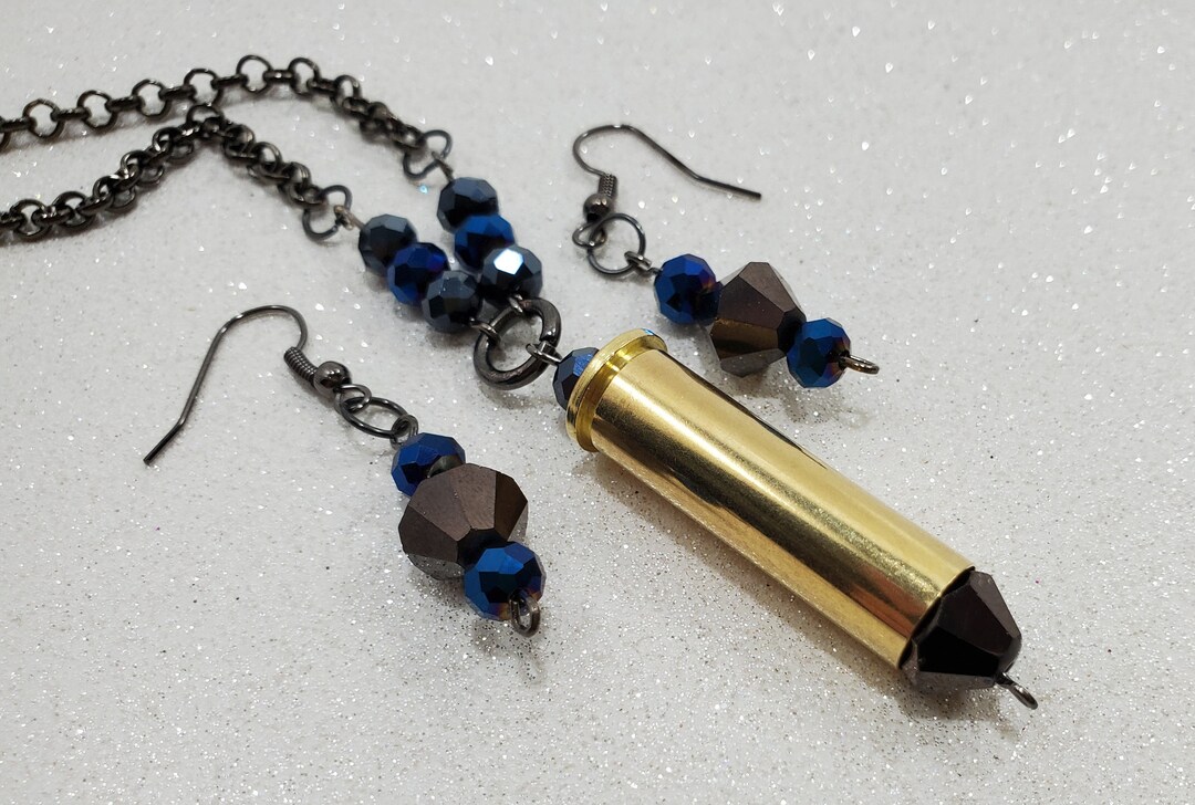 Bullet Jewelry Set, 357 Magnum, Bullet Necklace, Beaded Jewelry ...