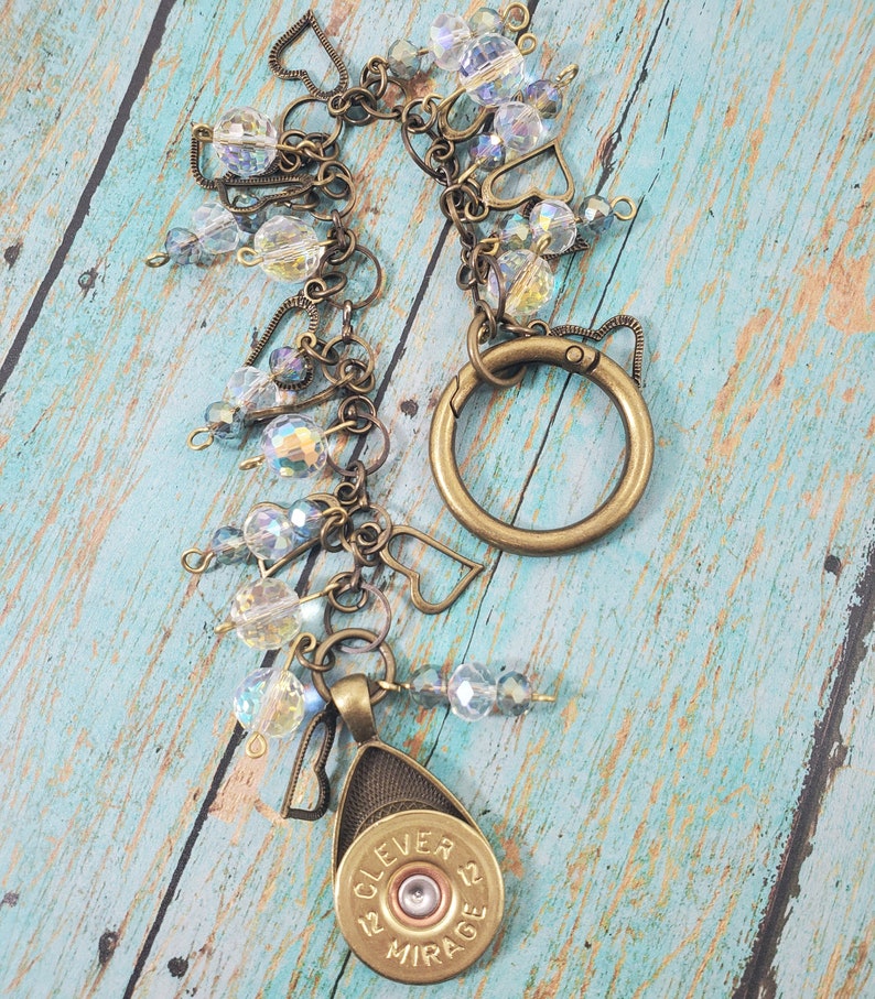 12 Gauge Shotgun Purse Charm, Iridescent Beads Purse Charm, Heart ...