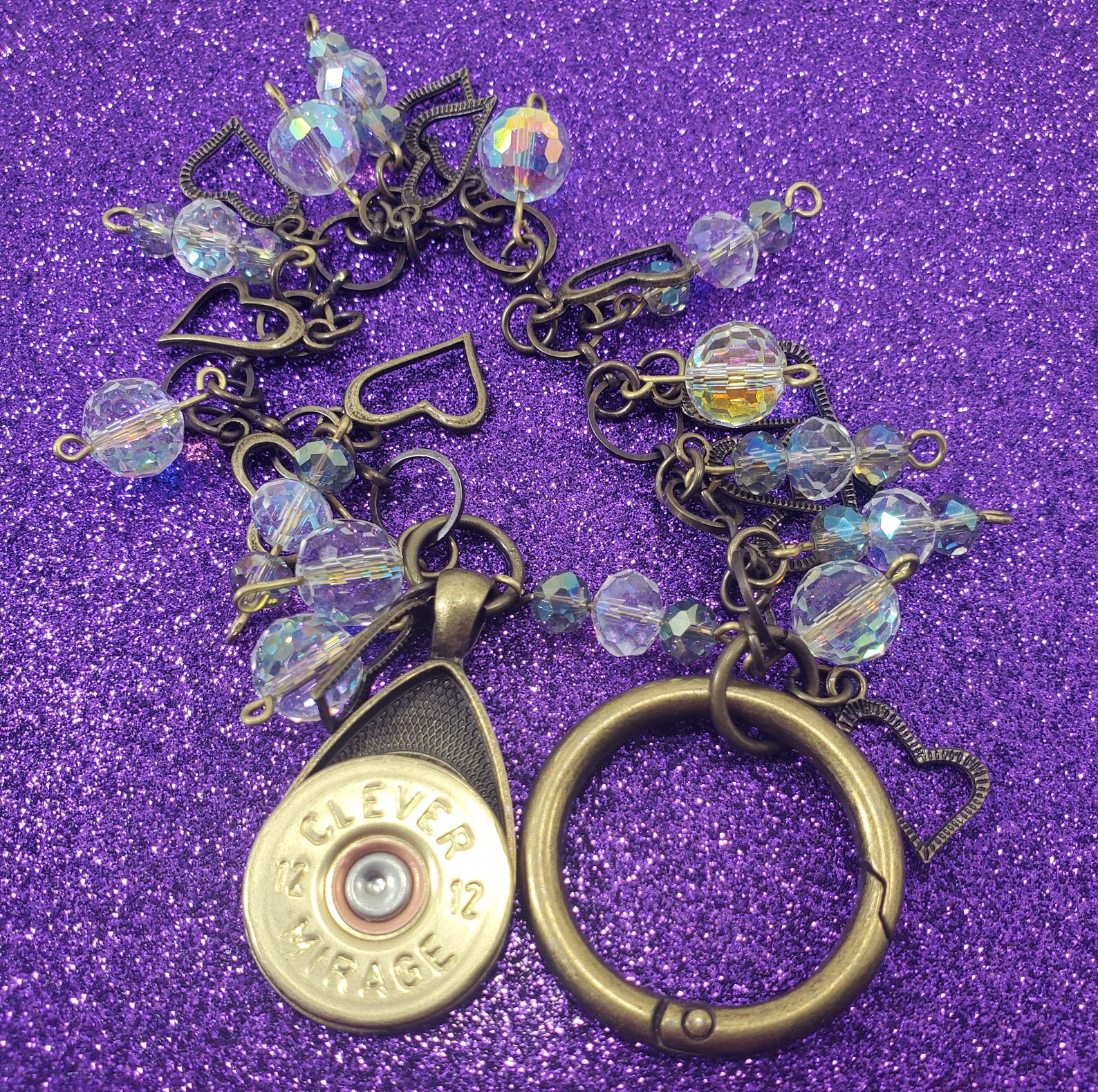 12 Gauge Shotgun Purse Charm, Iridescent Beads Purse Charm, Heart ...