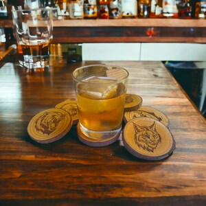 Rustic Engraved Coasters, Wildlife Animal Coasters, Natural Wood ...