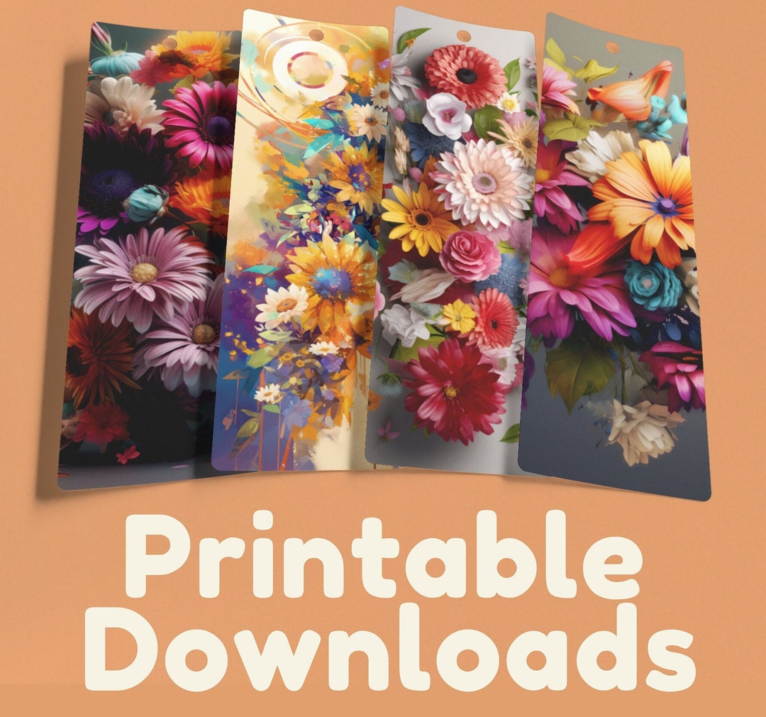 FLORAL BOOKMARKS, Digital Printable Bookmarks : Digital Bookmark ...