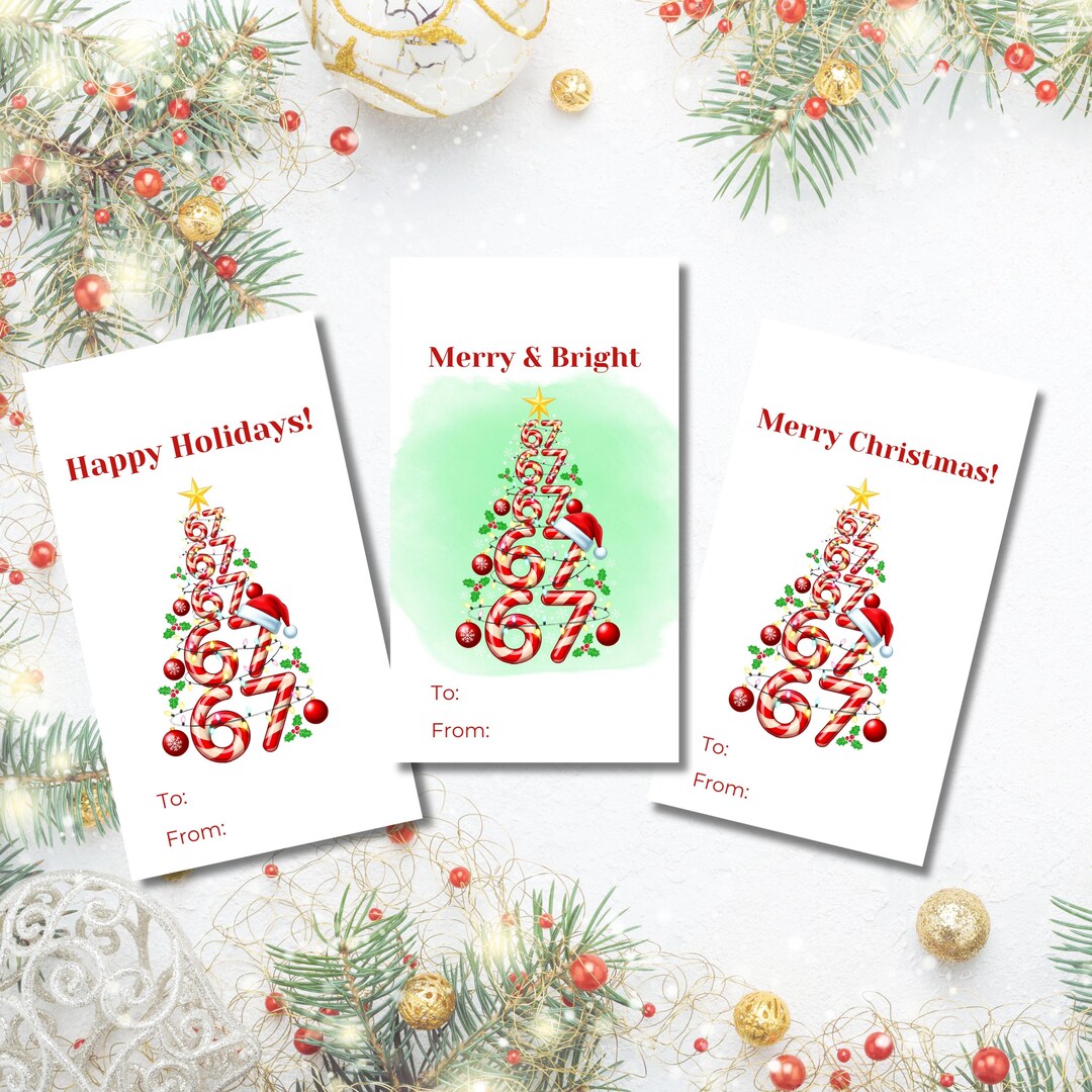 67 Christmas Tree Gift Tag, Six Seven Gift Tag, Candy Cane 67 Gift Tag ...