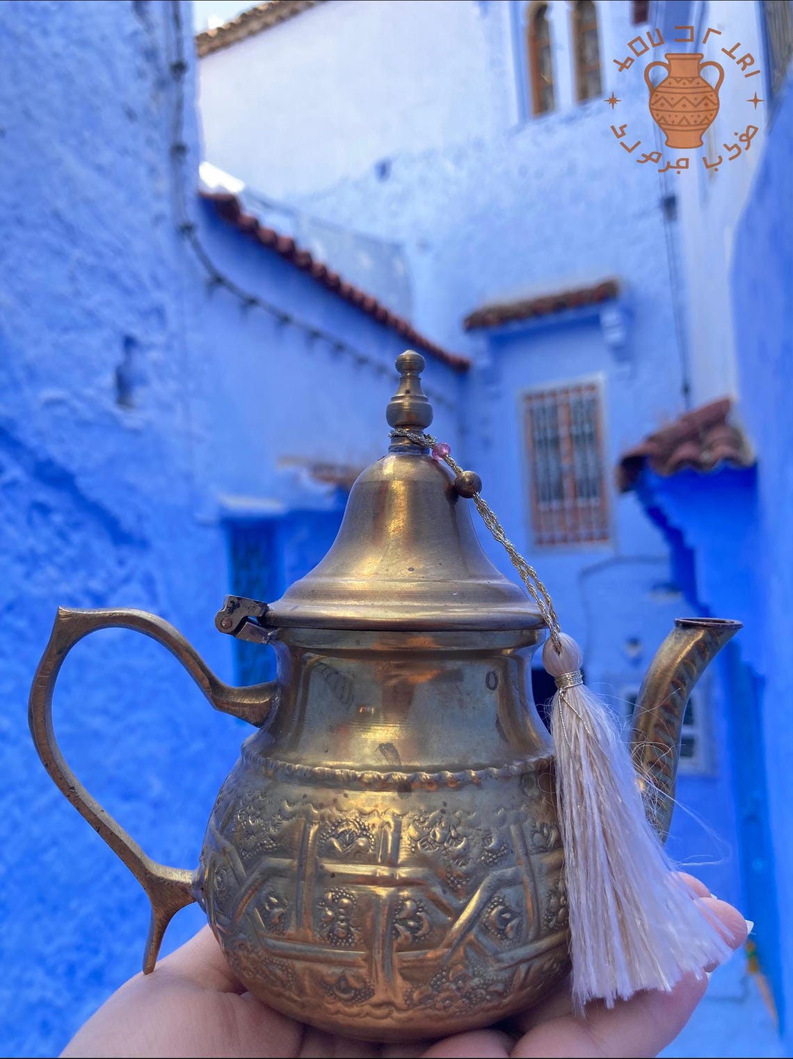 Handcrafted Moroccan Copper Teapot Set: Tray & Vibrant Tea Glasses - Etsy