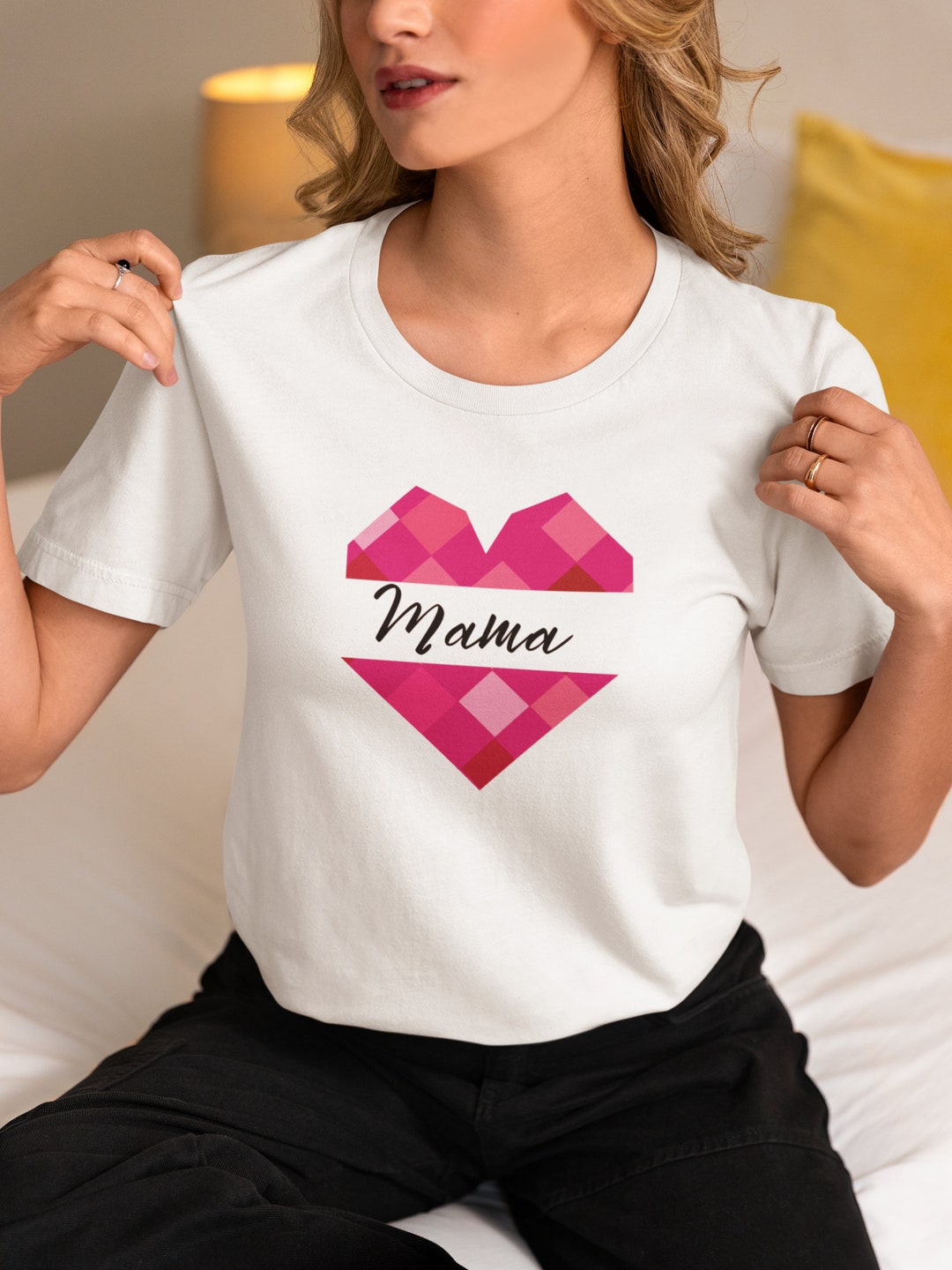 Mama Heart Tshirt Mothers Day Gift Idea Prism Design Pink Heart Graphic ...