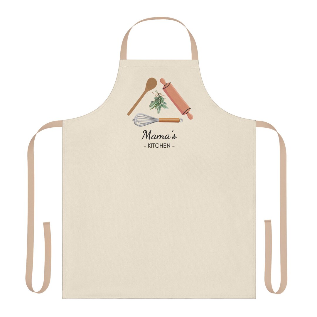 Custom Adult Apron Mama's Kitchen With Wooden Utensils Graphic ...