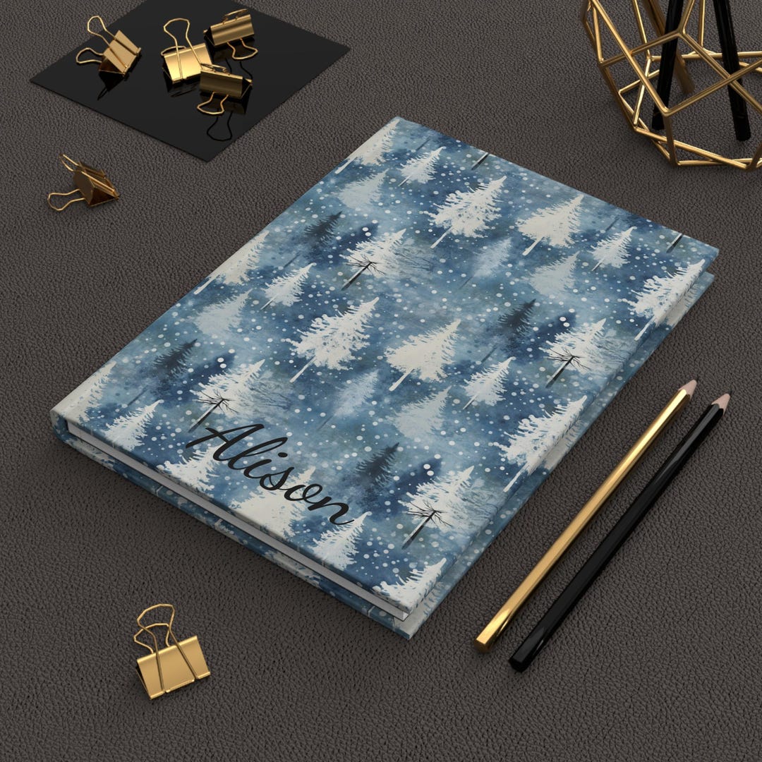 Winter Wonderland Journal Pine Trees Personalized Notebook Snowy Forest ...