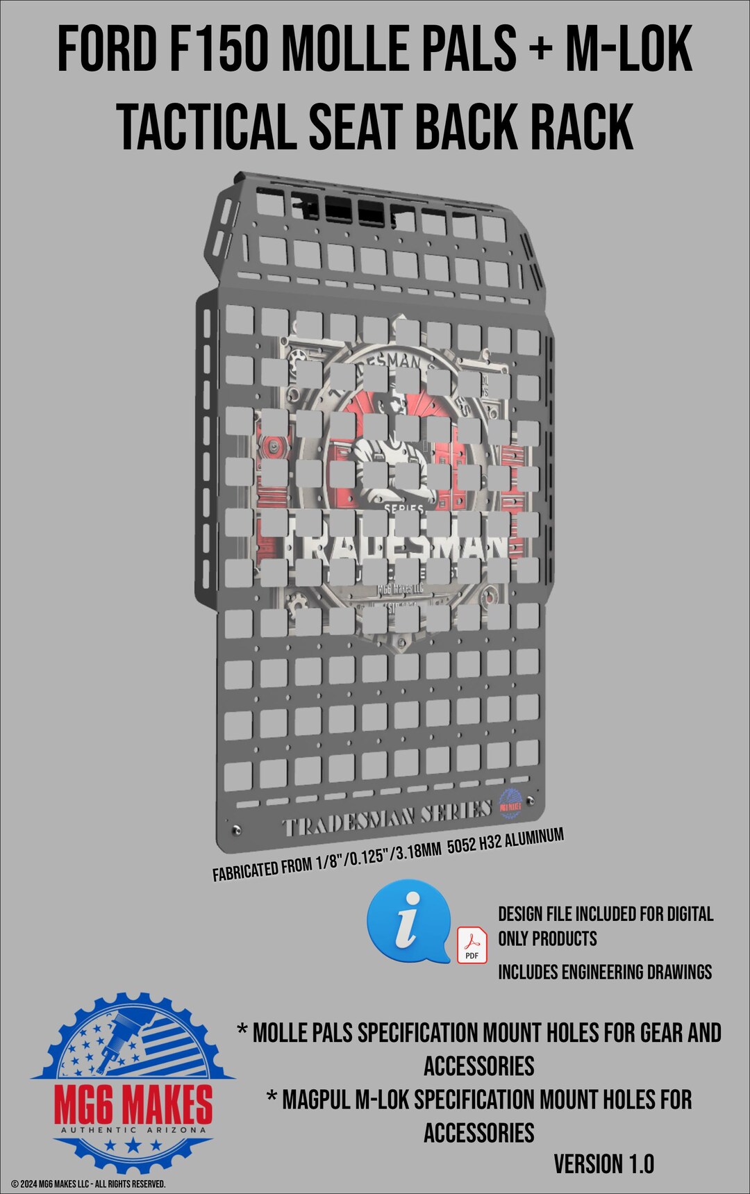 DXF - Ford F150 MOLLE Tactical Seat Back Rack, M-LOK (no Physical ...