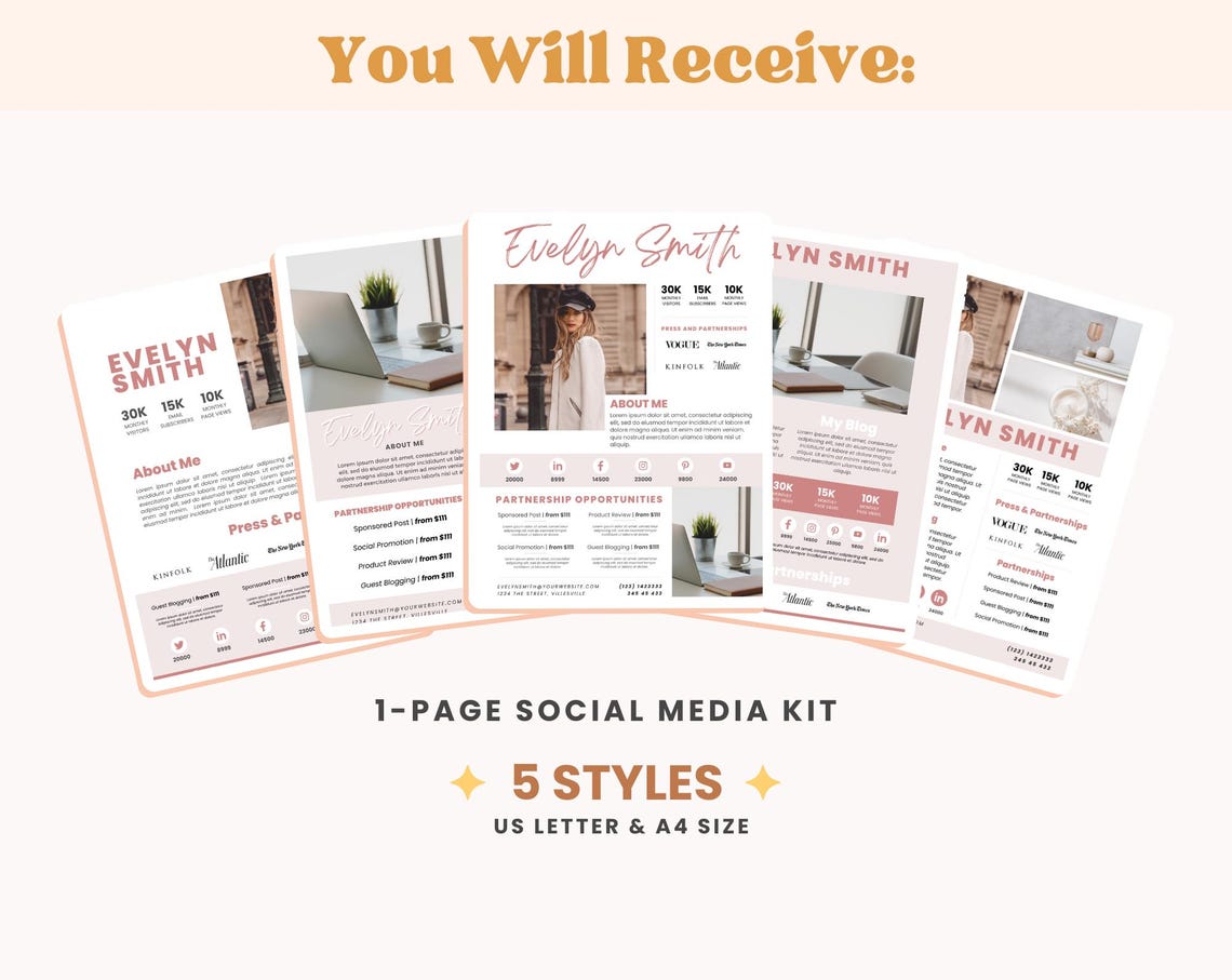 Media Kit Template - Canva Rate Sheet Template - Instagram Media Kit ...