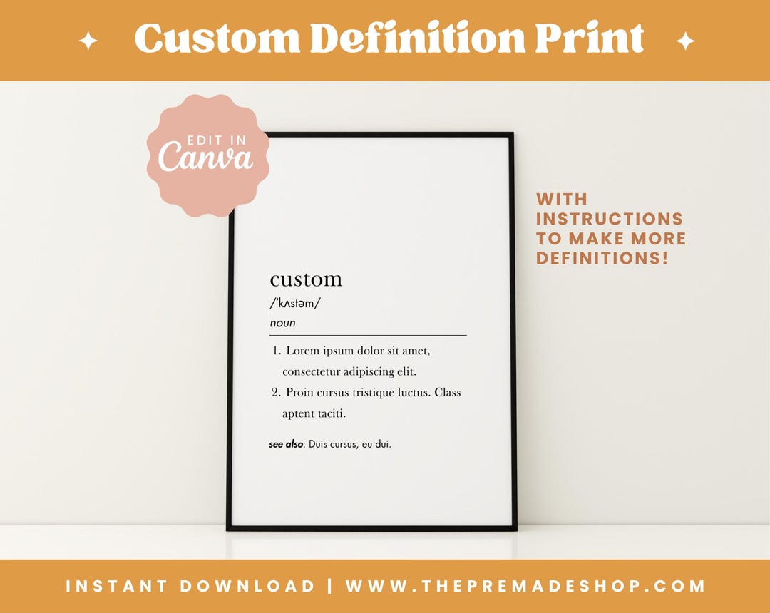 Custom Definition Print Personalised Dictionary Wall Art Typography ...