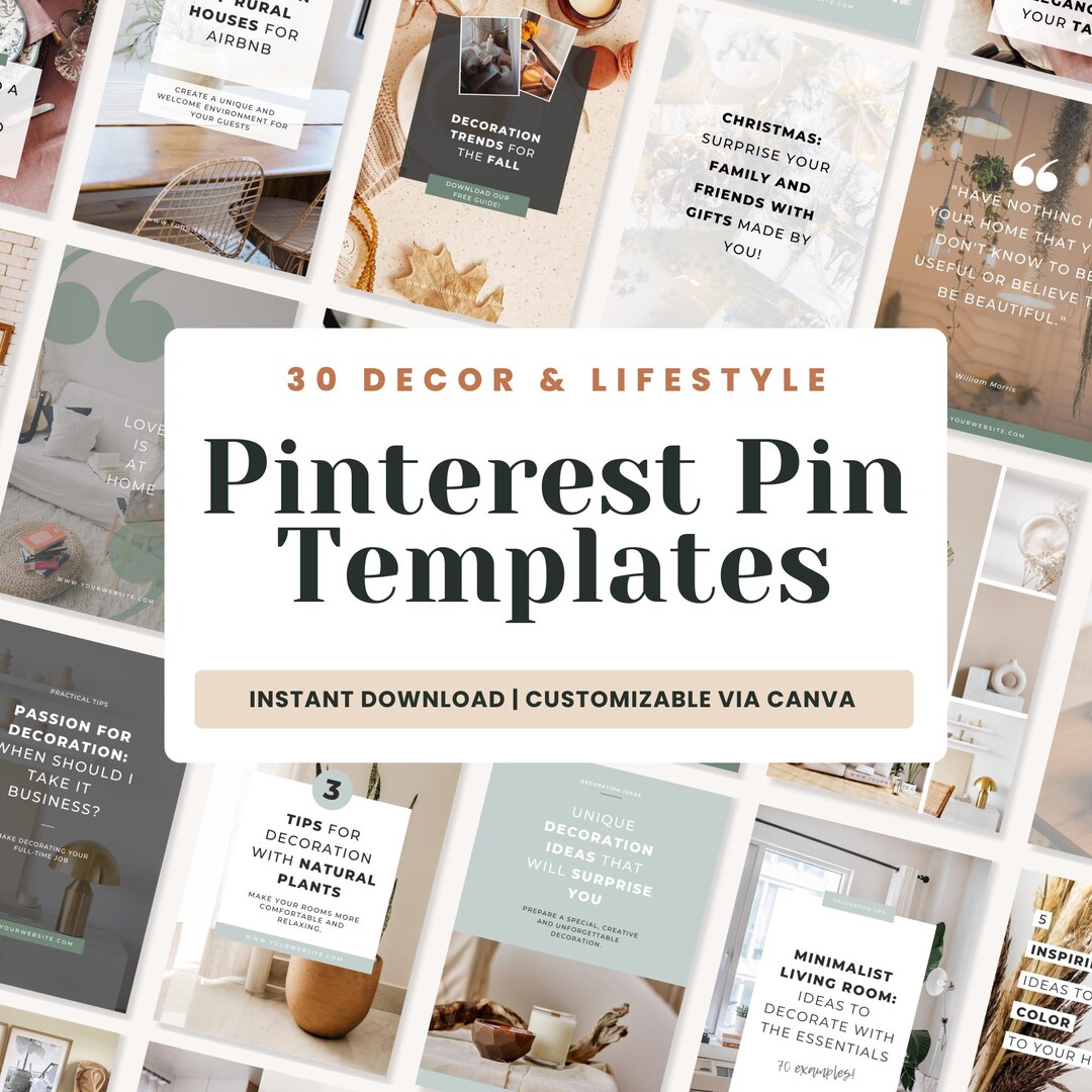 30 Modelos de Pins Decorativos para Pinterest: Designs Editáveis do ...