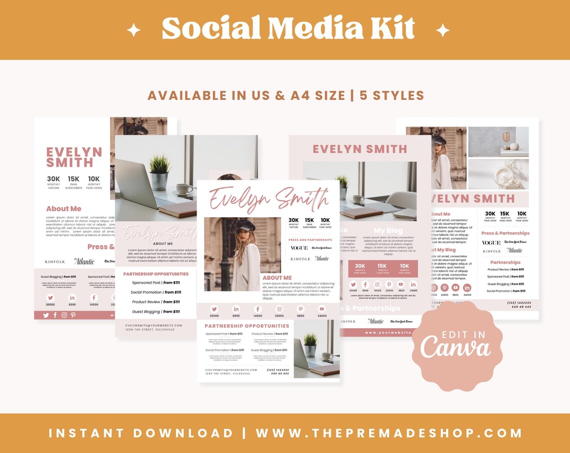 Media Kit Template - Canva Rate Sheet Template - Instagram Media Kit ...