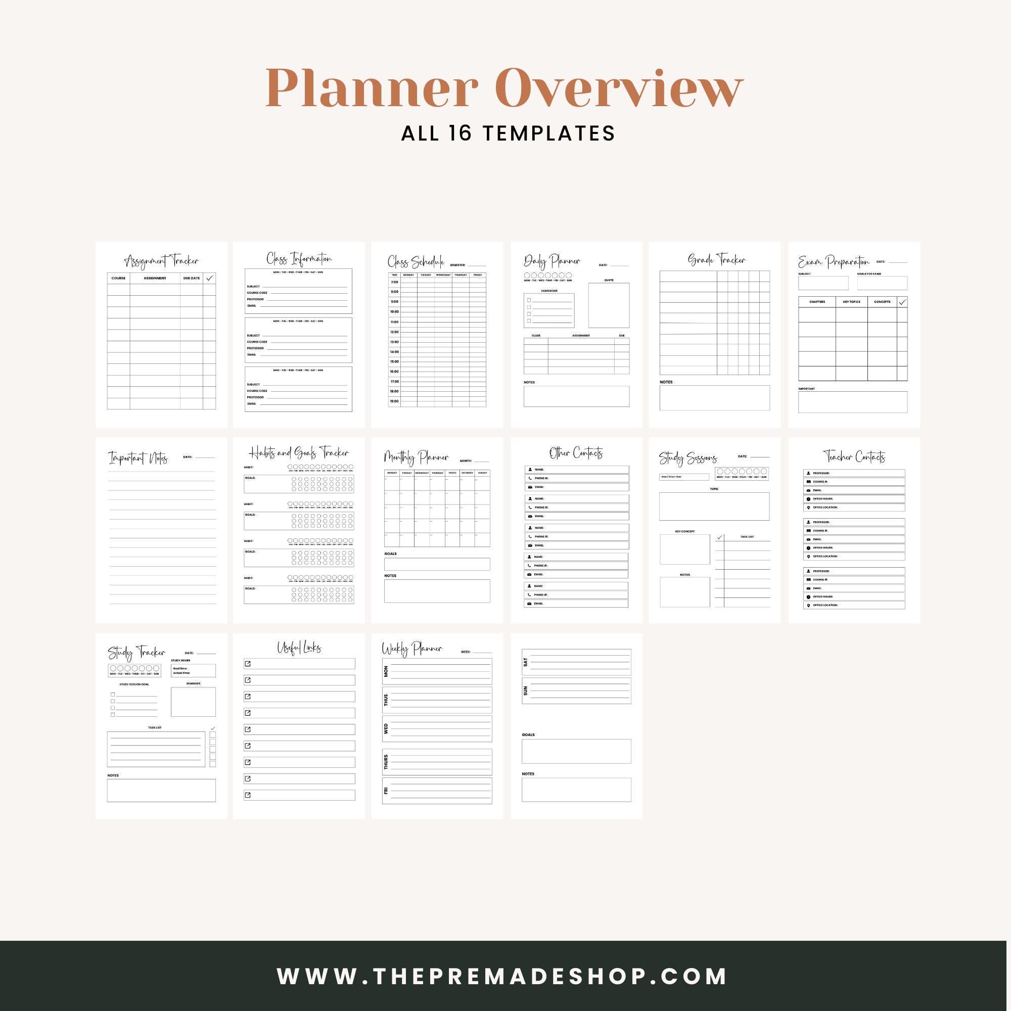 Editable Student Planner Canva Template: 16-page Academic Organizer ...
