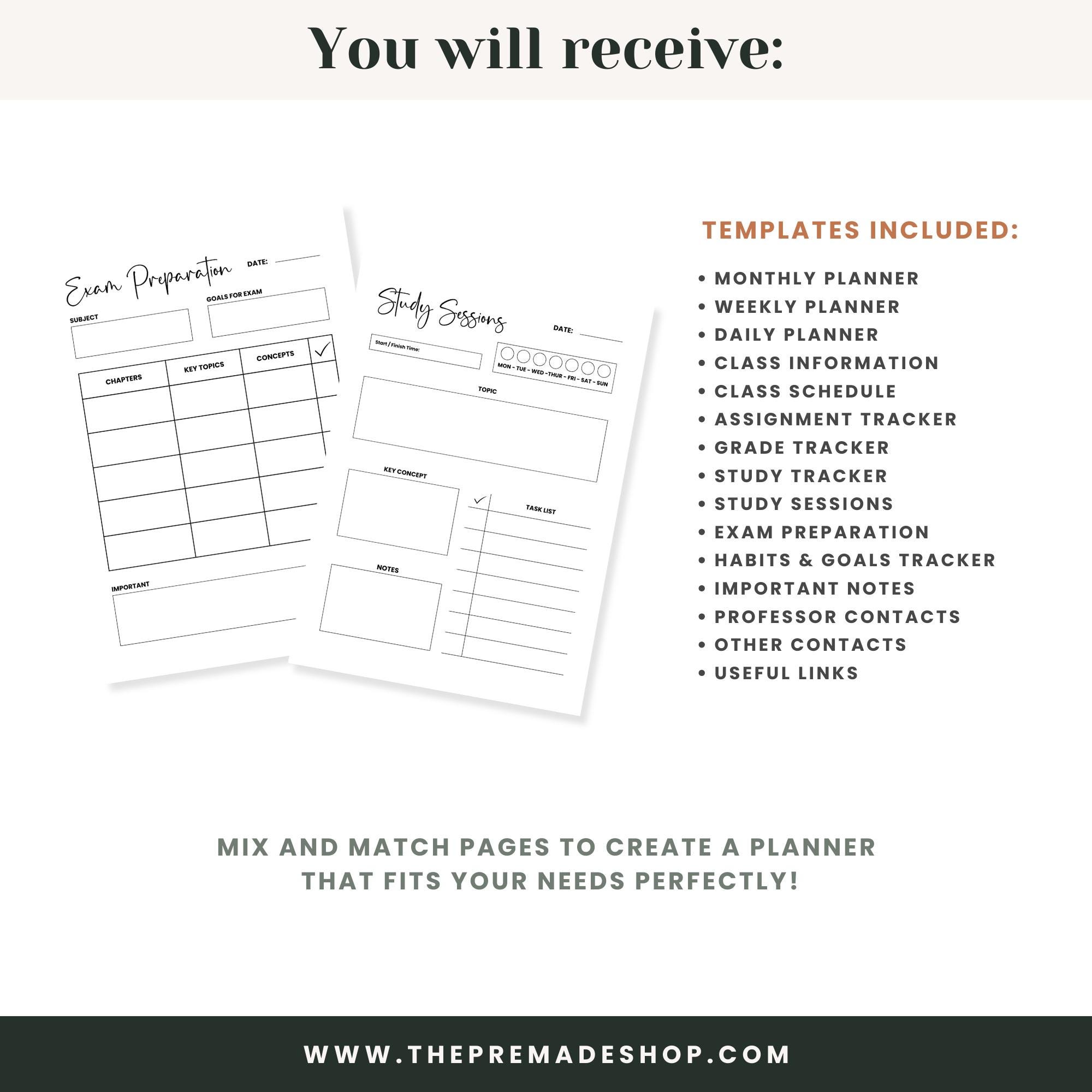 Editable Student Planner Canva Template: 16-page Academic Organizer ...