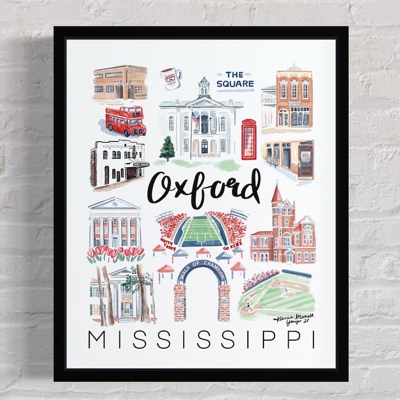 Oxford, Mississippi - Art Print, Wall Decor - Etsy
