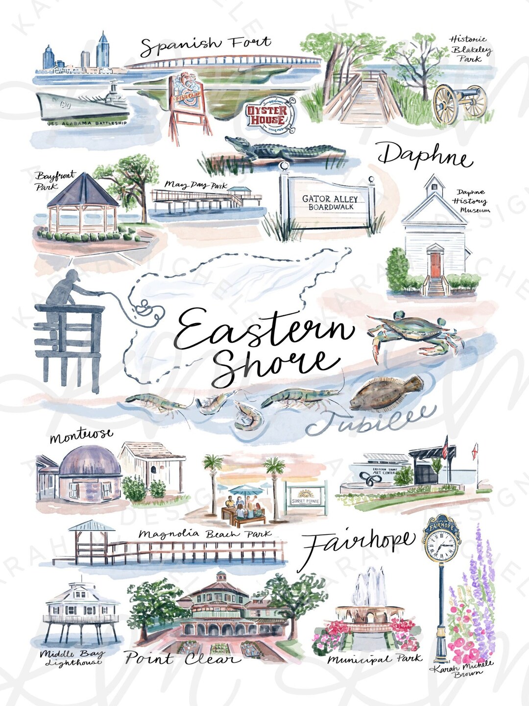 Eastern Shore, Alabama Art Print, Wall Decor - Etsy