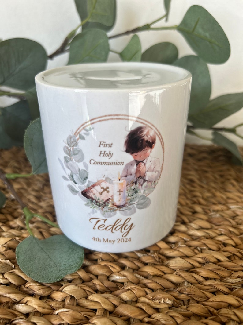 Personalised First Holy Communion Gift, Moneybox, Custom Moneybox, Holy ...