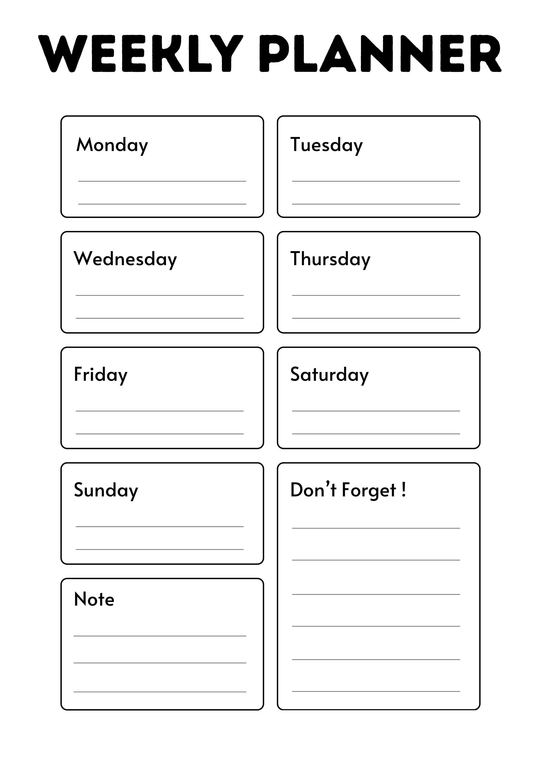Minimalist Weekly Planner | Printable PDF Weekly Organizer | Undated ...