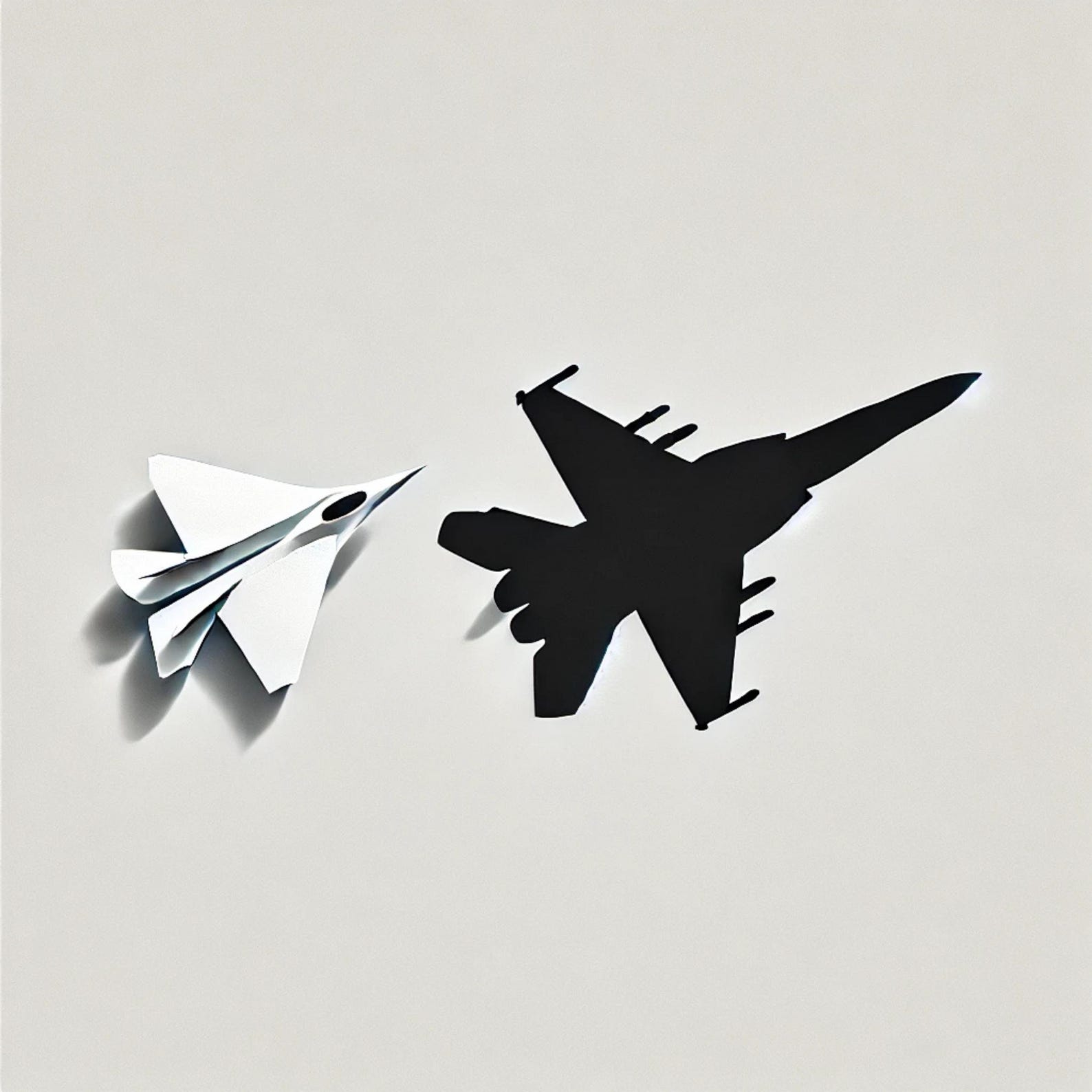 Minimalist Fighter Jet and Paper Airplane Shadow Art – Digital Download ...