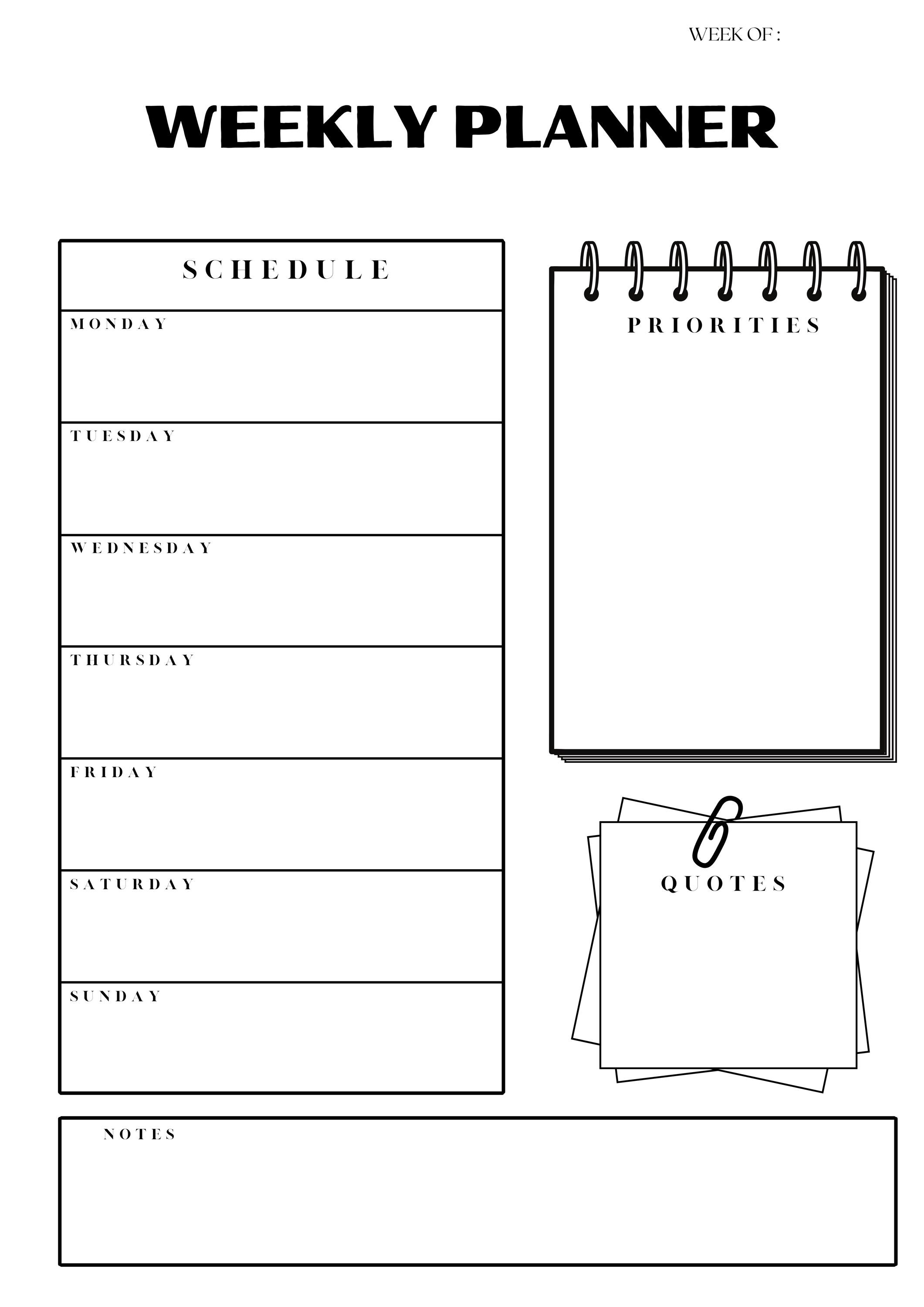 Minimalist Weekly Planner | Printable Weekly Schedule & To-do List ...