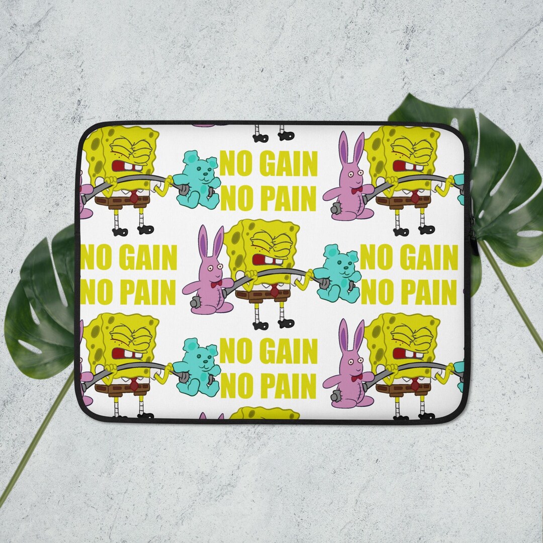 No Pain No Gain Spongebob Laptop Sleeve - Etsy