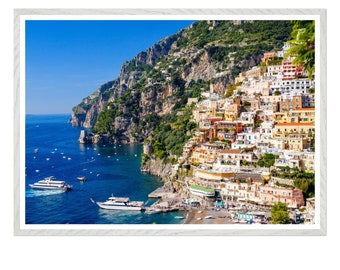 Fine Art Positano Italy, Amalfi Coast Print Framed Wall Art Coastal ...